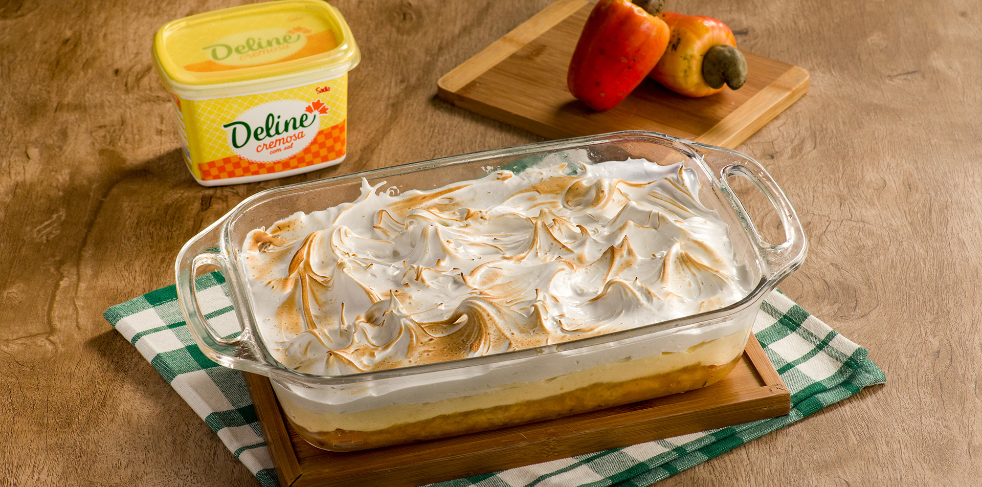 Deline - Nossas receitas: Compota de Caju com Creme e Suspiro Tostado