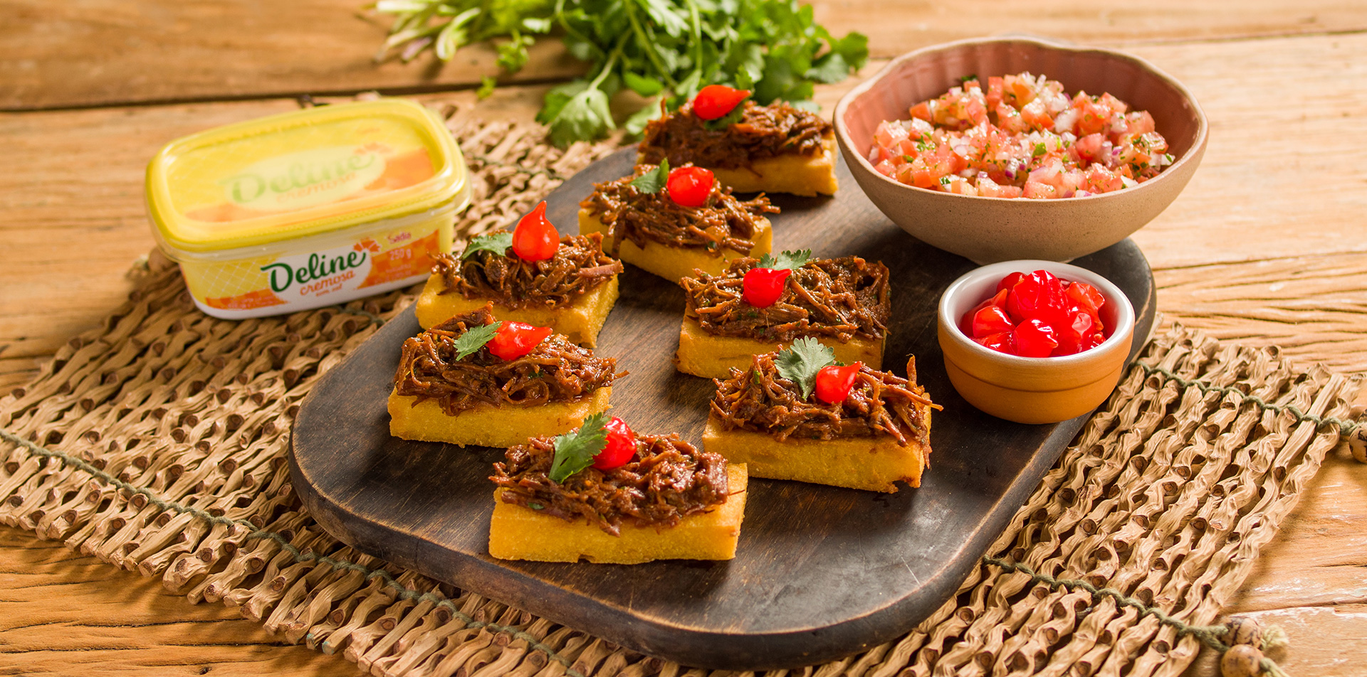 Deline - Nossas receitas: Polenta Frita com Cozido de Bode, Coentro e ...