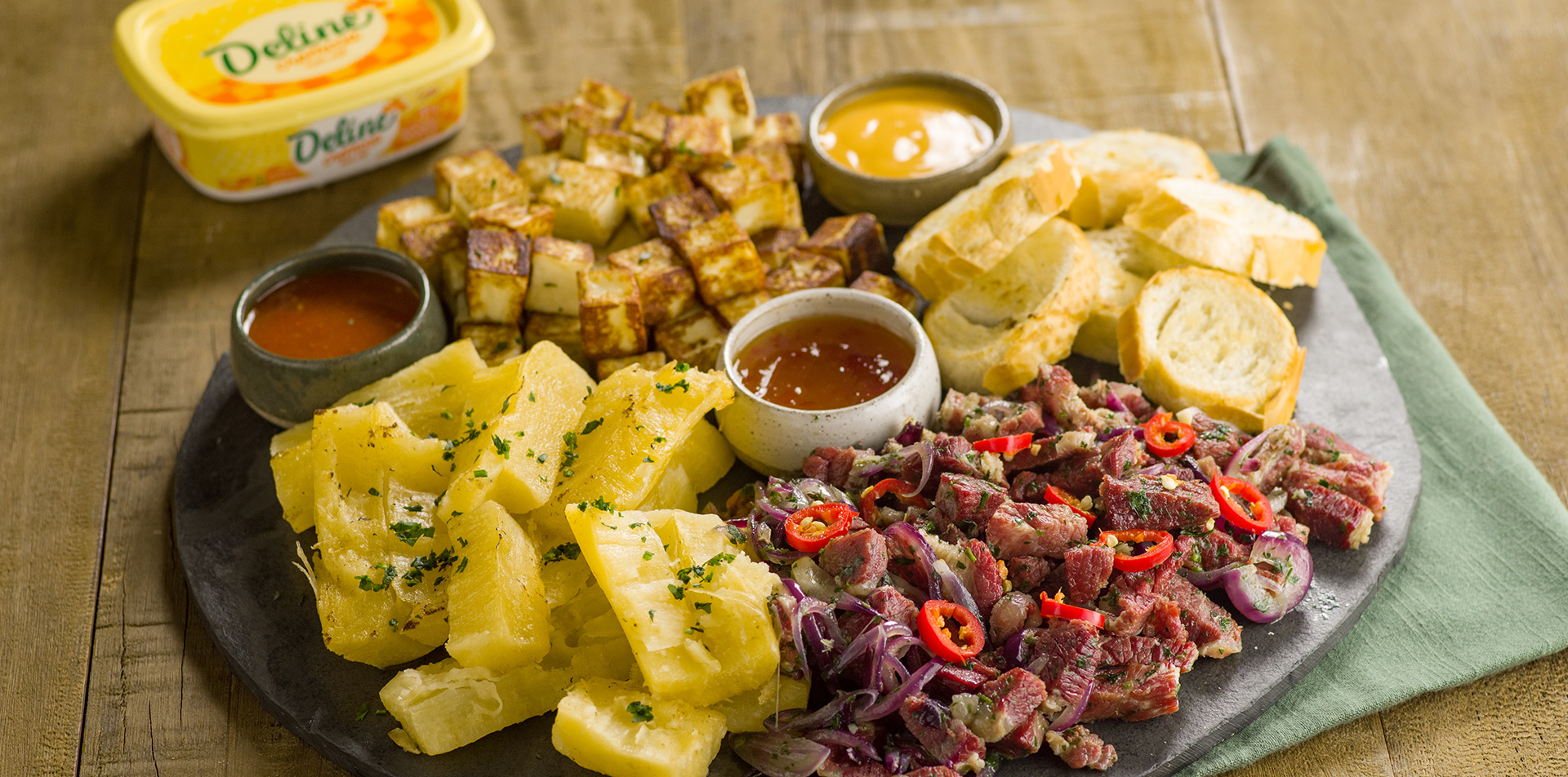Deline - Nossas receitas: Tábua de Carne Seca, Mandioca e Queijo Coalho