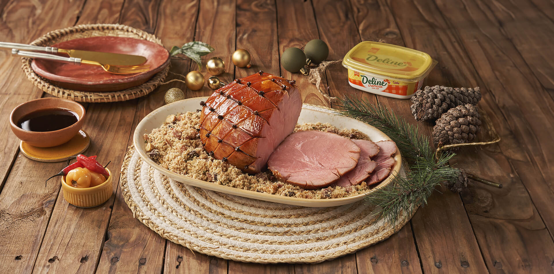 Deline - Nossas receitas: Tender Caramelizado com Rapadura e Farofa de Baru